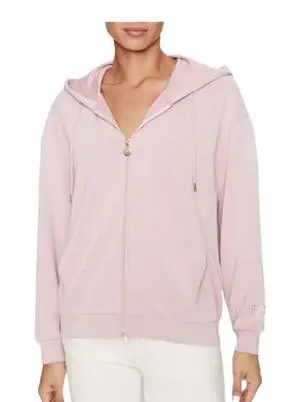 Emporio Armani Logo Hooded Full-zip Sweatshirt - Pink