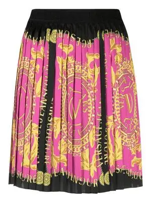 Versace Barocco Print Pleated Mini Skirt - Pink