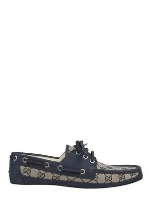 Gucci Gg Supreme Canvas Boat Shoes - Beige/blue