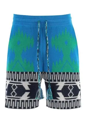 Alanui Intarsia Motif Drawstring Shorts - Blue