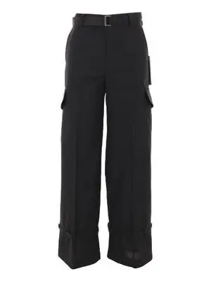 Sacai Straight-leg Belted Cargo Pants - Black