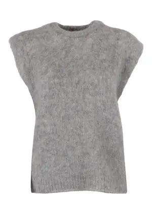 FORTE_FORTE Sleeveless Knitted Cropped Tank Top - Gray