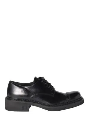 Miu Miu Leather Round-toe Brogues - Black