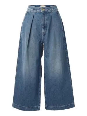 Ulla Johnson Pleated High-waisted Wide-leg Jeans - Blue