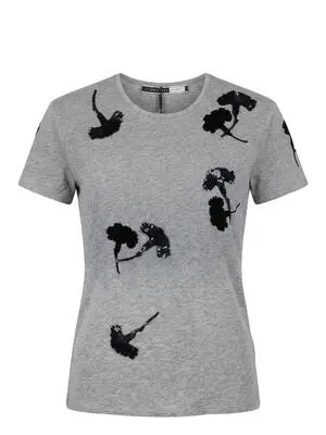 Sportmax Short Sleeve T-shirt With Sequined Applique - Gray