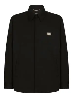 Dolce & Gabbana Dolce Gabbana Logo-plaque Concealed Fastened Overshirt - Black