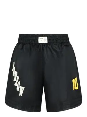 BARROW Logo Embroidered Elastic Waistband Shorts - Black