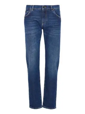 Dolce & Gabbana Logo Plaque Straight Leg Jeans - Blue