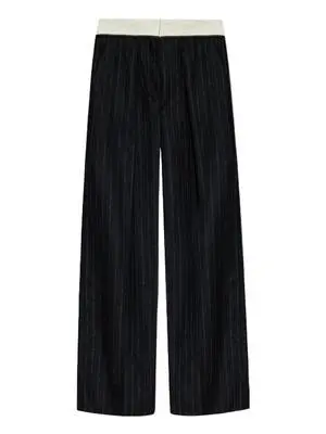 FORTE_FORTE Pinstripe Wide-leg Trousers - Black