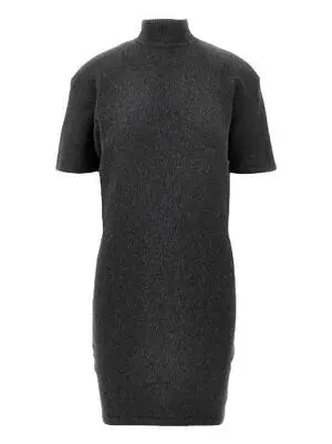 Jacquemus High Neck Knitted Dress - Black