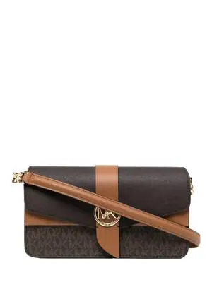 Michael Kors Monogram Print Shoulder Bag - Black