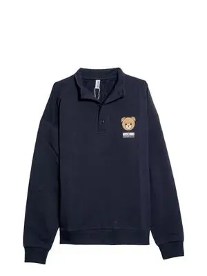 Moschino Long Sleeve Collared Sweatshirt With Bear Print - Black