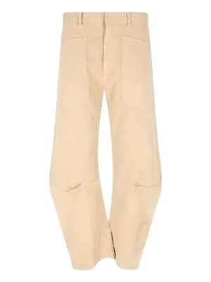 NILI LOTAN Relaxed Fit Barrel Leg Pant - Beige