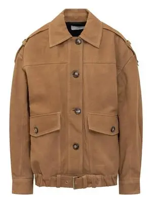 IRO PARIS Long Sleeve Collared Jacket - Brown