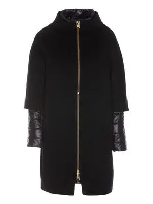 Herno Layered-sleeved Zip-up Down Coat - Black