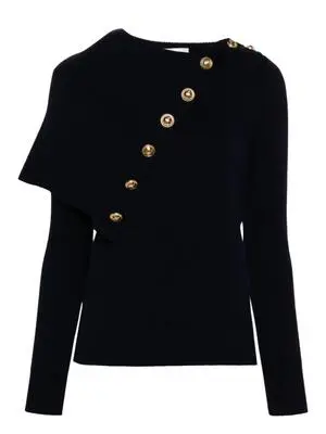 Rabanne Oversized Turtleneck Jumper With Decorative Buttons - Black