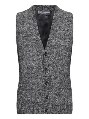 Dolce & Gabbana Panelled V-neck Knitted Vest - Gray