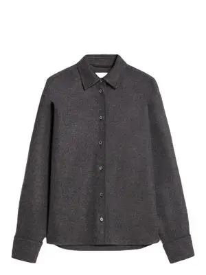 Max Mara Abadan Felted-finish Shirt Jacket - Medium Gray