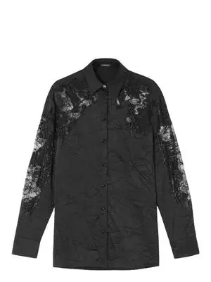 Versace Lace Detailed Buttoned Shirt - Black