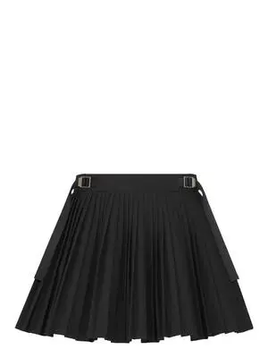 Dior Pleated Mini Skirt With Buckle Belt - Black