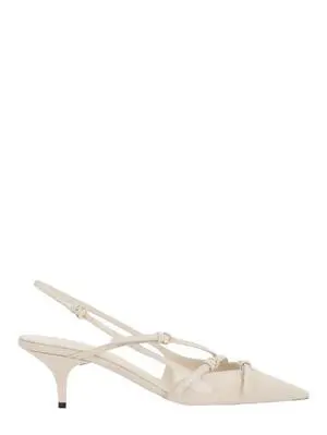 Miu Miu Buckled Patent Slingback Pumps - Ivory