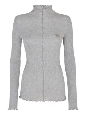 Fendi Jersey Mock Neck Top - Light Blue
