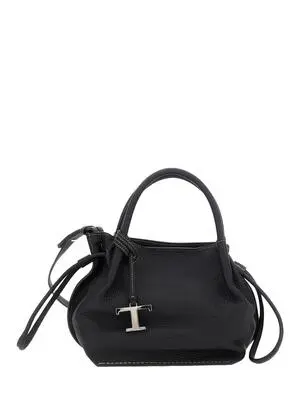 TOD'S Magnetic Fastened Tote Bag With T Logo Charm - Black