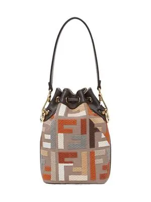 Fendi Embroidered Canvas Mini Bucket Bag - Multi-color