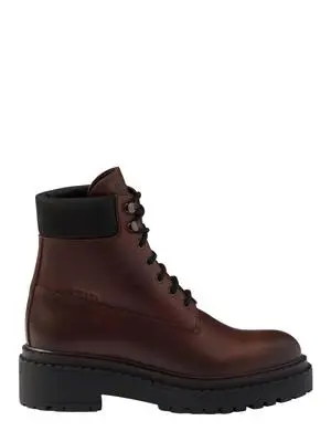 PRADA Prada Logo-Debossed Lace-Up Ankle Boots