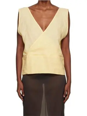 BASERANGE Wrap Top With V-neck And Open Back - Nude
