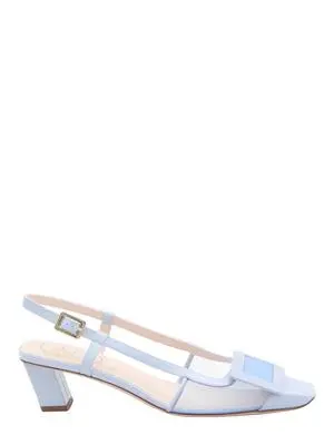 ROGER VIVIER Slingback Pumps With Square Buckle Detail - Light Blue