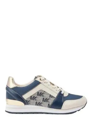 Michael Kors Billie Monogram Jacquard Leather Sneakers - Navy