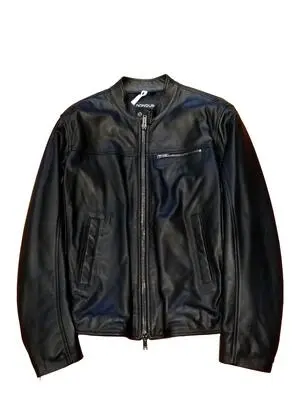 DONDUP Stand Collar Leather Jacket - Black