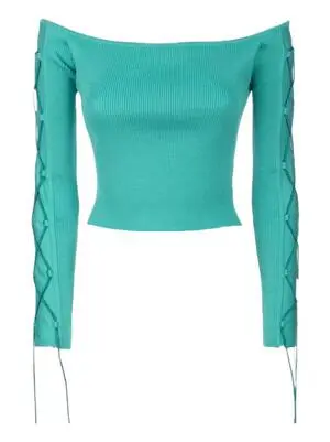 Giuseppe Di Morabito Giuseppe Di Morabito Off-Shoulder Lace-Up Top Green