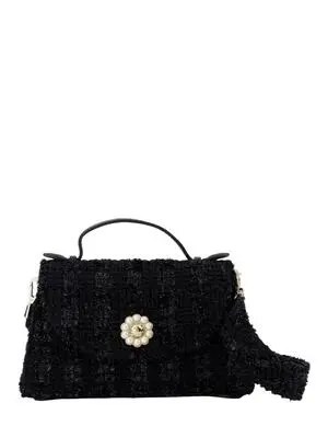 Simone Rocha Valentine Pearl Embellished Tweed Mini Bag - Black