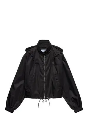 Prada Logo Plaque Hooded Jacket - Black