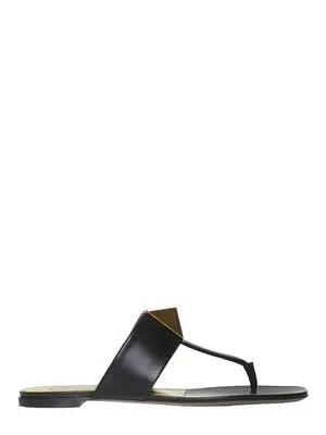 Valentino Garavani Open Toe Flat Sandals With Stud Detailing - Black