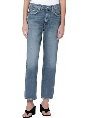 AGOLDE Valen Frayed Straight Leg Jeans - Blue