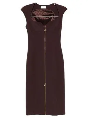 Elisabetta Franchi Double Layer Stretch Crêpe Zippered Dress - Black