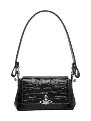 VIVIENNE WESTWOOD Orb Plaque Embossed Small Shoulder Bag - Black