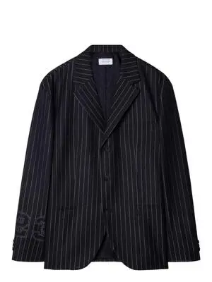 Off-White 23-print Pinstriped Straight Hem Blazer - Black