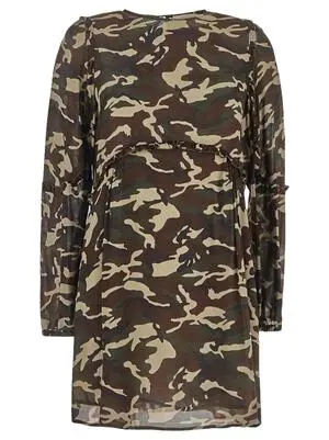 SEMICOUTURE Semicouture Camouflage Print Long Sleeve Dress