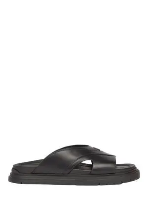 Fendi Leather Slides - Black