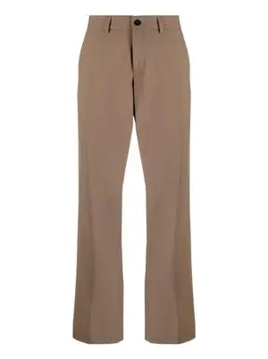 Closed Straight-leg Mid-rise Trousers With Button And Zipper Detail - Brown