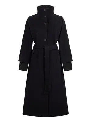 Peserico Single-breasted Funnel Neck Coat - Black
