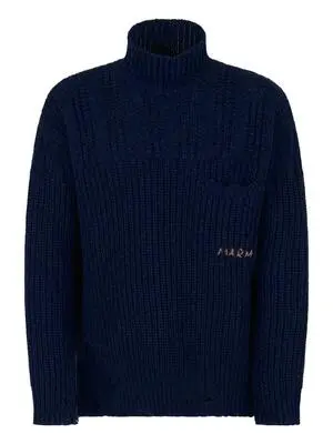 Marni Distressed High Neck Jumper - Black