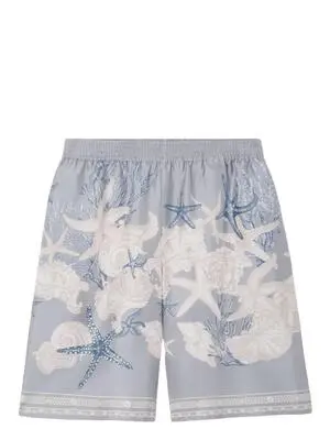 Versace Barocco Sea Printed Elasticated Waistband Shorts - Blue  Print