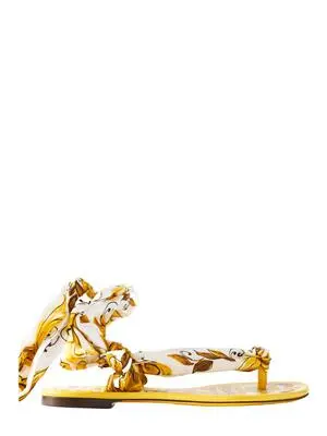 Dolce & Gabbana Printed Flat Sandals - Yellow