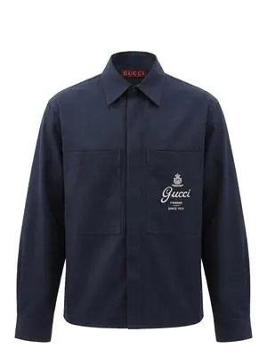 Gucci Embroidered Collared Jacket - Dark Blue