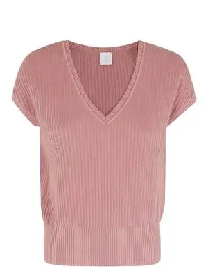 Eleventy Sleeveless V-neck Top - Rose